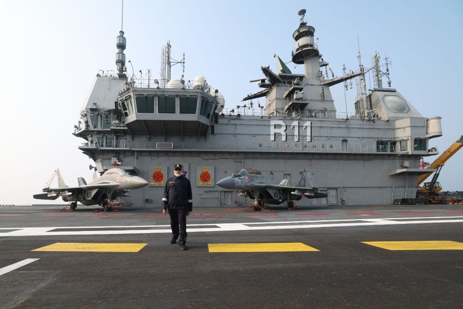 PM Modi Celebrates Diwali Aboard Aircraft Carrier INS Vikrant